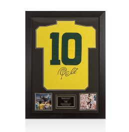 Framed Pele Number 10 Signed Brazil Shirt - Small - Genuine Signed ...