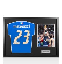 Framed Marco Materazzi Signed Italy Shirt, Number 23 - Panoramic ...