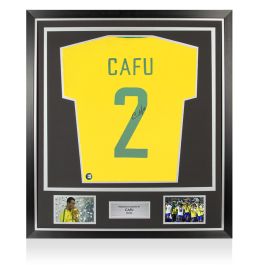 Framed Cafu Signed Brazil Shirt - 1970, Number 2 - Premium - Genuine ...
