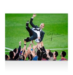 Pep Guardiola Signed Barcelona Photo: Celebration - Genuine Signed ...