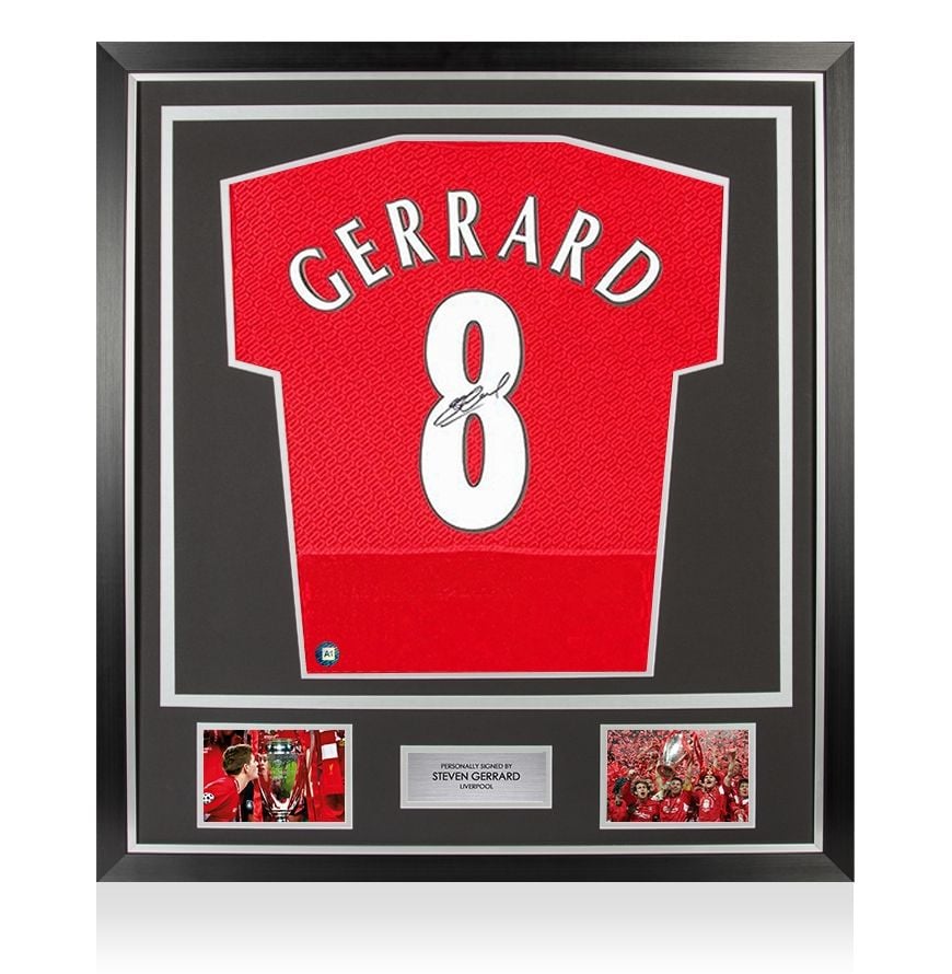 Framed Steven Gerrard Signed Liverpool Shirt - Istanbul 2005 Champions ...