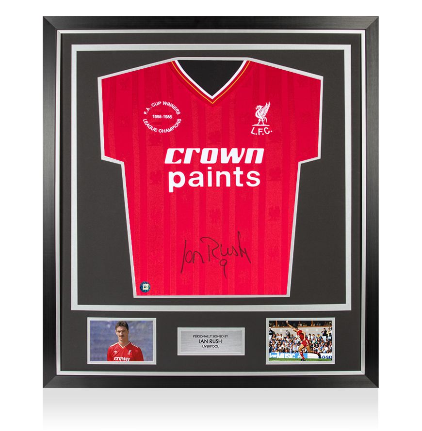 Framed Ian Rush Signed Liverpool Shirt - 1986, Home - Premium - Genuine ...
