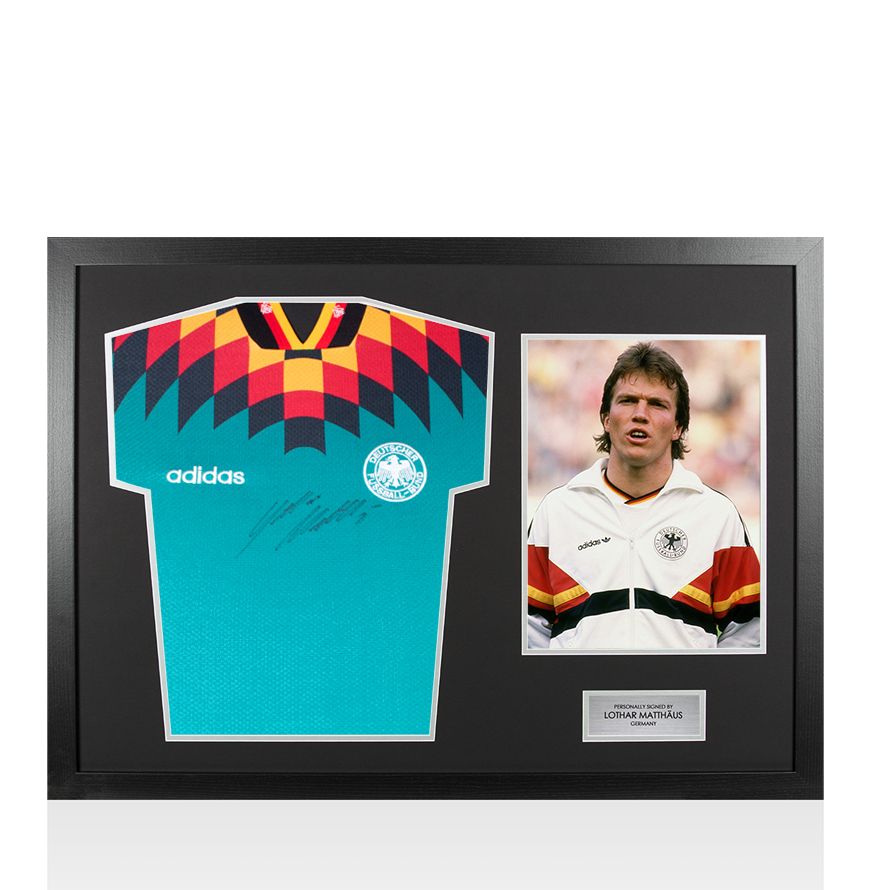 Framed Lothar Matthaus Signed Germany Shirt: Away, 1994-95 - Panoramic ...