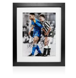 Framed Paul Gascoigne & Vinnie Jones Dual Signed Photo - Ball Squeeze ...